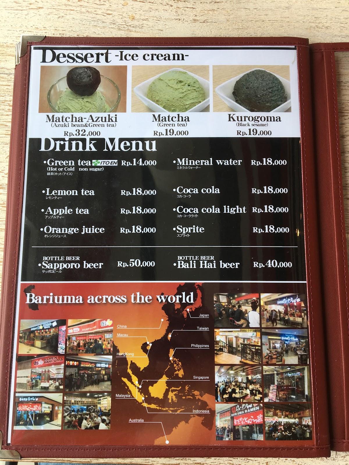 Menu at Bariuma Ramen Dewi Sri, Mengwi
