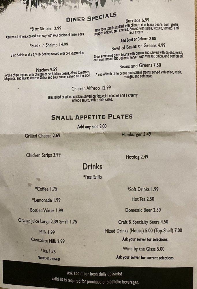Menu at Damascus Diner cafe, Damascus