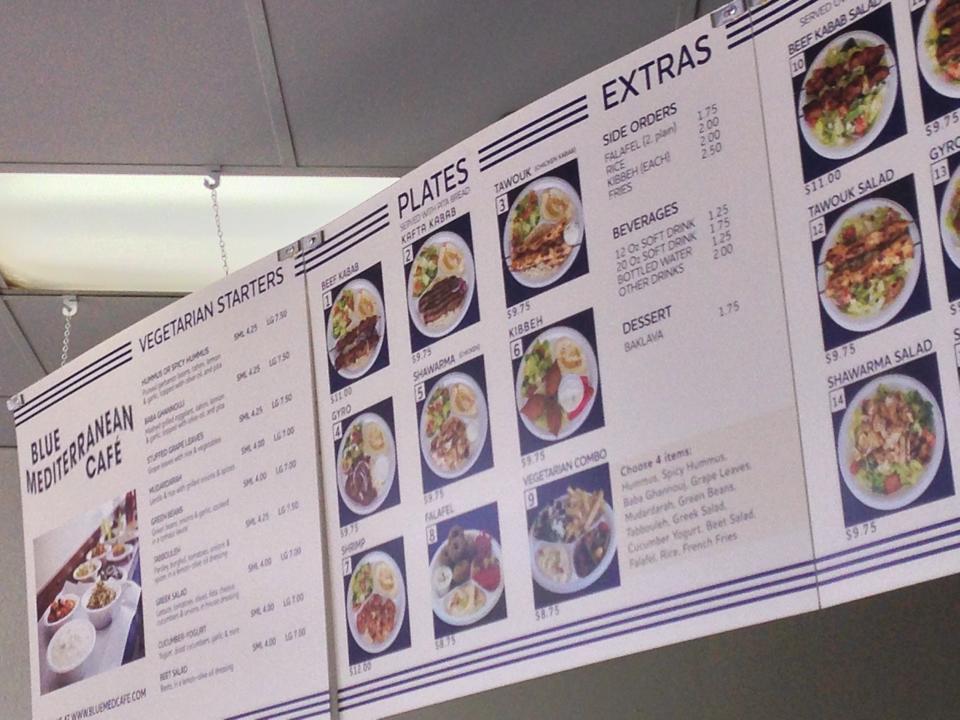 Menu at Blue Mediterranean Cafe, Newport Beach