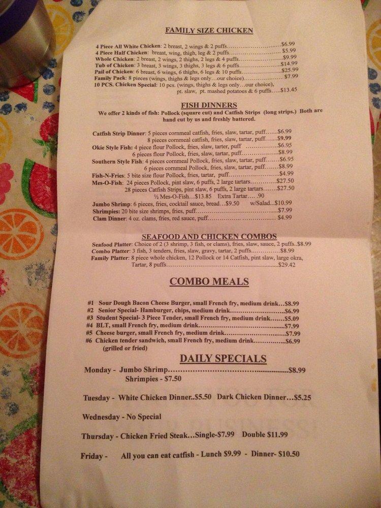 Menu at Ken's Chicken-N-Fish restaurant, Breckenridge