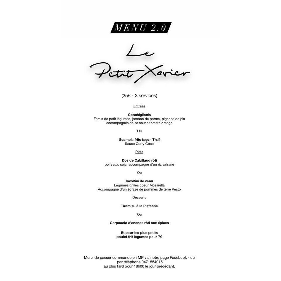 Menu au Le Petit Xavier restaurant, Liège