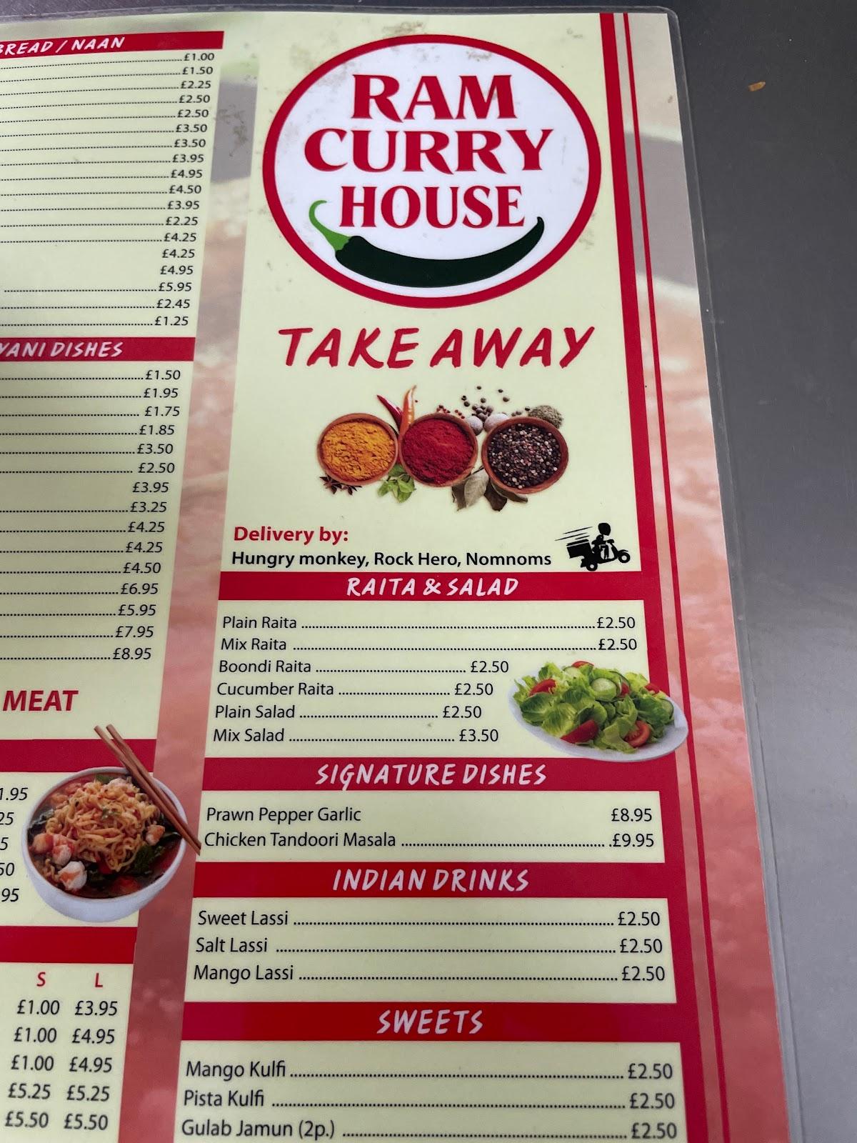 Menu at Ram Curry House restaurant, Gibraltar