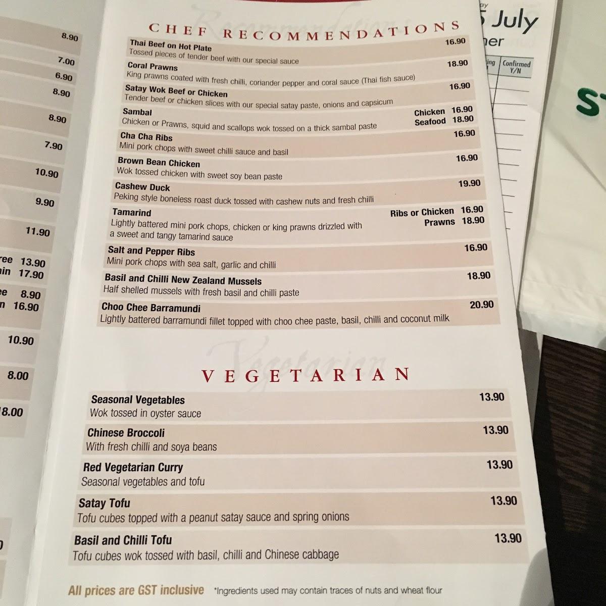 Menu at Royal Thai Restaurant, Linden Park