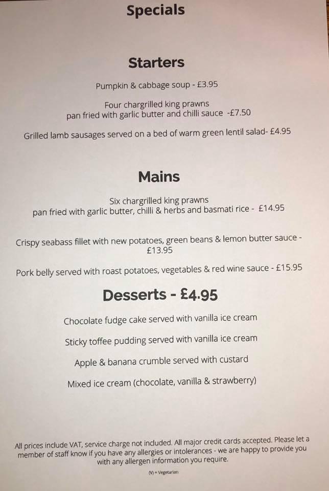 Menu at The Bull Thurrock pub & bar, Grays, 98 Dock Rd