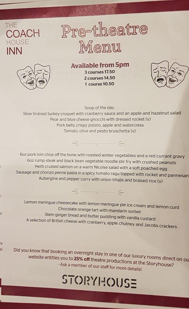 Menu at The Coach House Inn pub & bar, Chester
