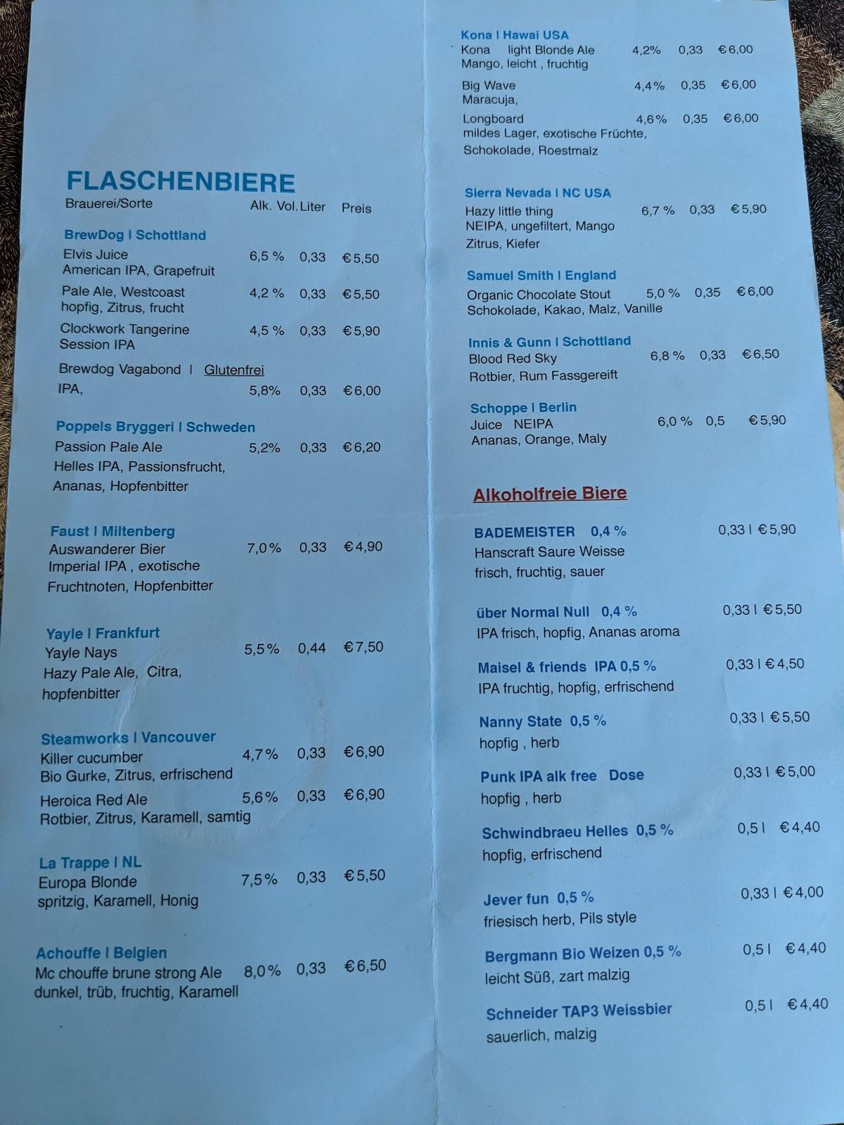 Speisekarte von Union Table and Tap pub & Bar, Aschaffenburg