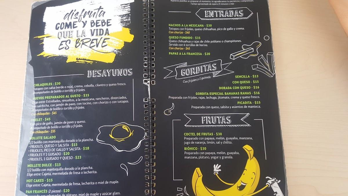 Carta del restaurante Bananas Ranas, Encarnación del Díaz, Isabel La ...