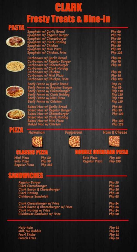 Menu at CLARK Frosty Treats & Dine-in restaurant, Laoang