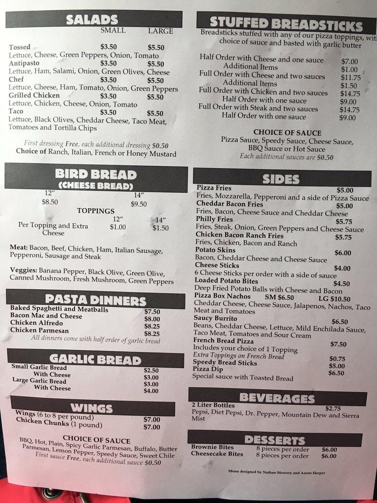 Menu at J N D's Fostoria pizzeria, Fostoria