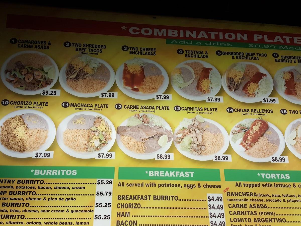 Menu at Los Betos restaurant, Boise, W State St