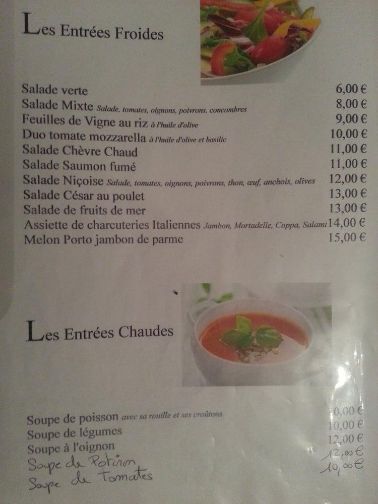 Menu at Punto e Pasta pizzeria, Cannes