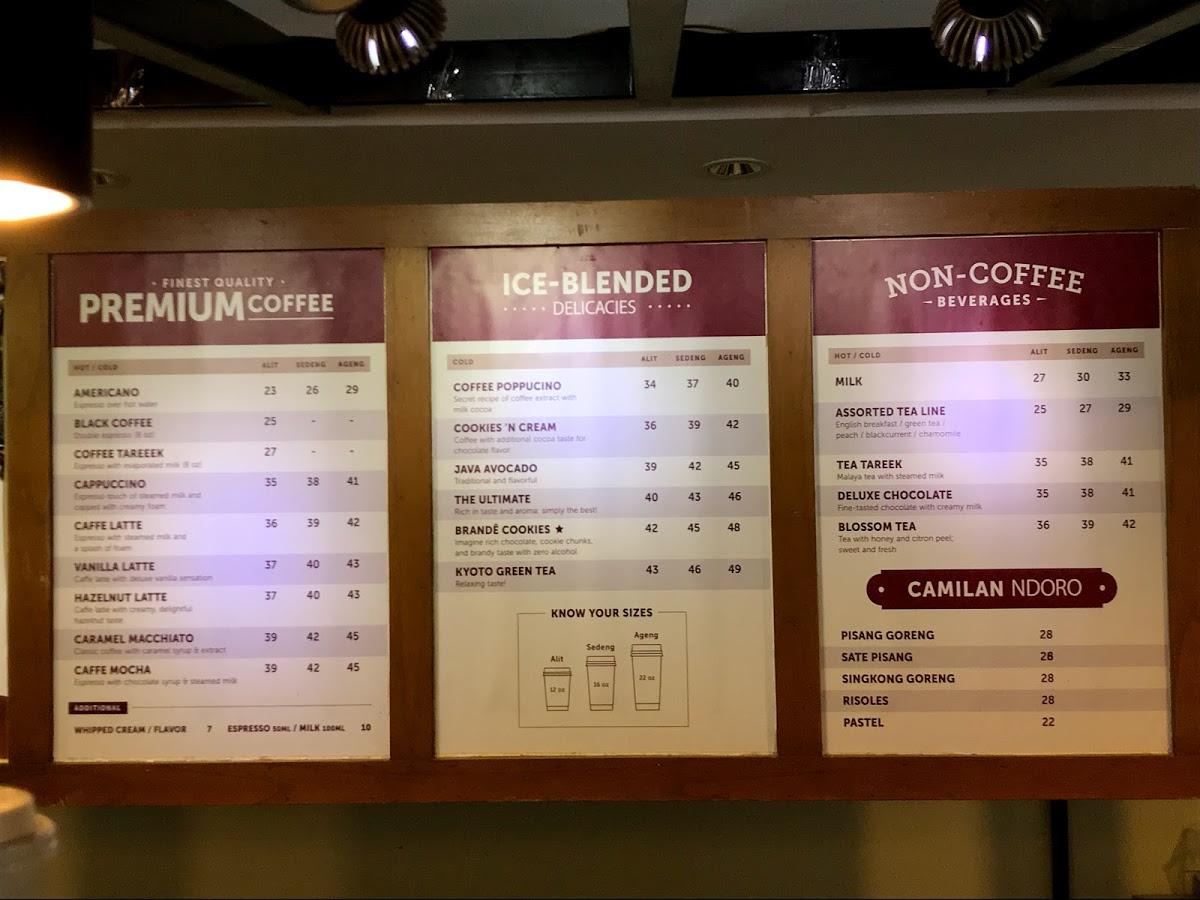 Menu at Bengawan Solo Coffee Kemayoran Fontana cafe, North Jakarta