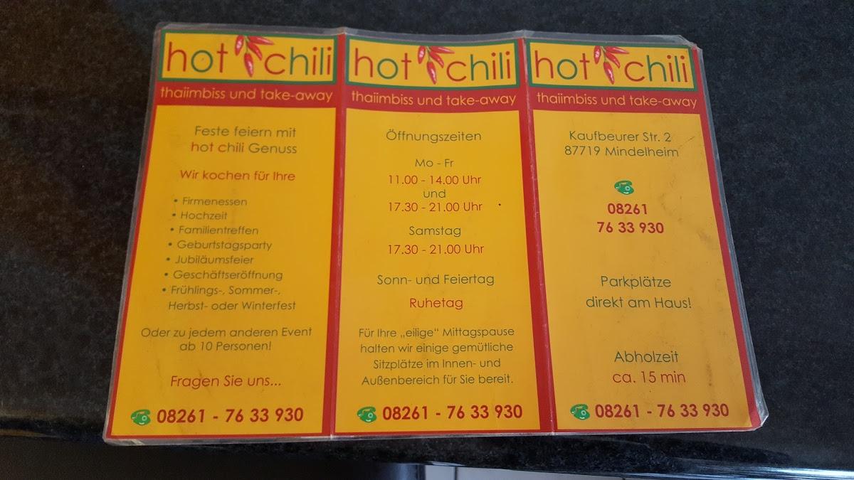 Speisekarte von Hot Chili restaurant, Mindelheim