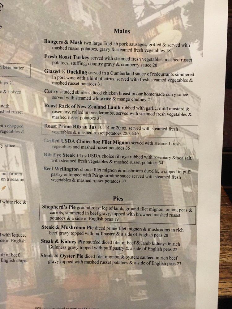 Menu at The Whale & Ale pub & bar, Rancho Palos Verdes