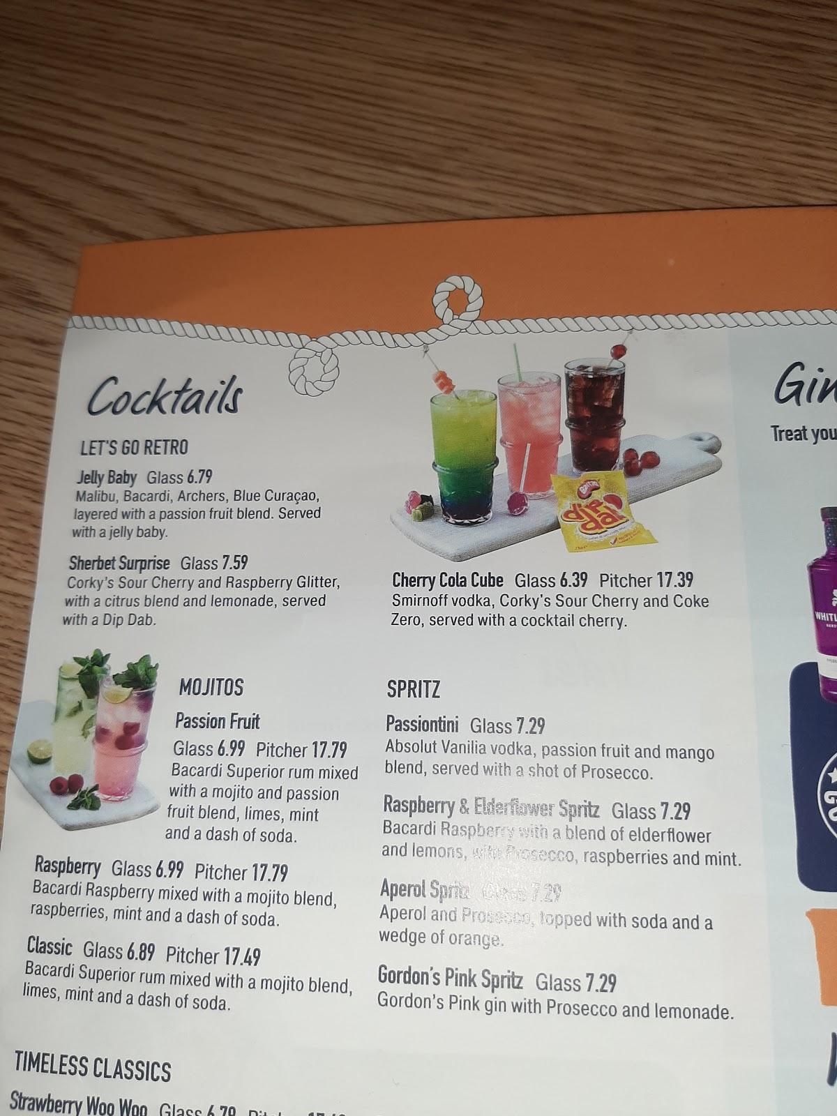 Menu at Mash and Barrel, Prestatyn, Shore Road