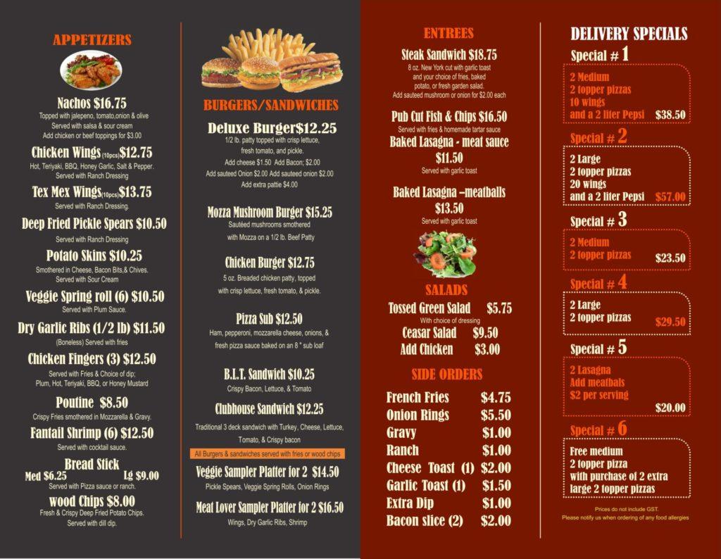 Menu at Steele Heights Steak & Pizza pub & bar, Edmonton