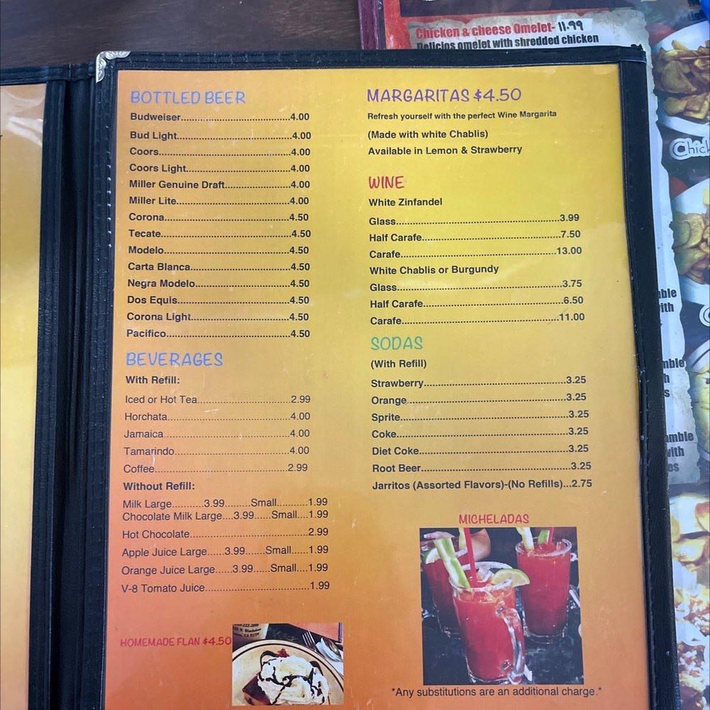 Menu at Cafe Leon Mexican Restaurant, Fresno