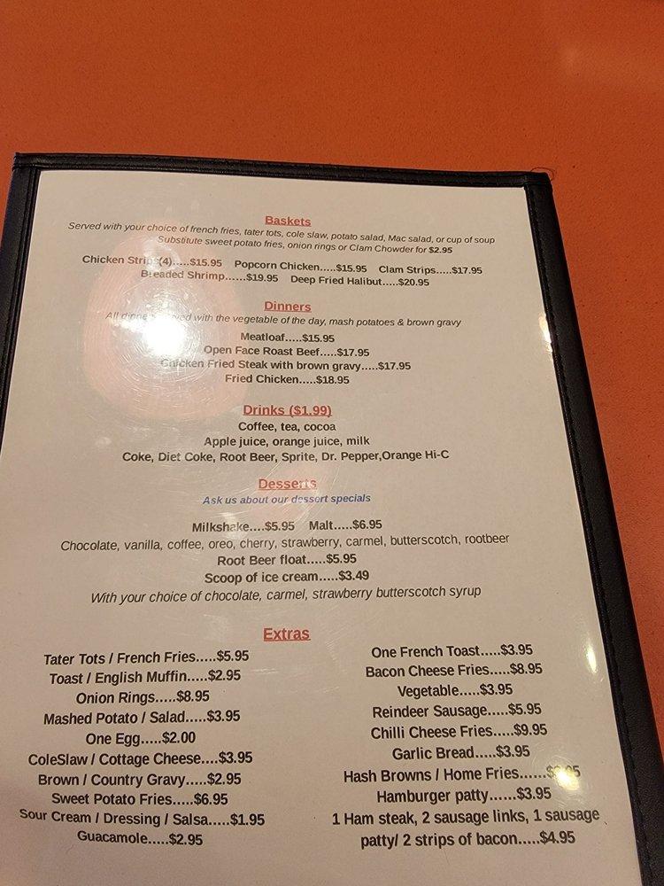 Menu at Ginger's Restaurant, Soldotna