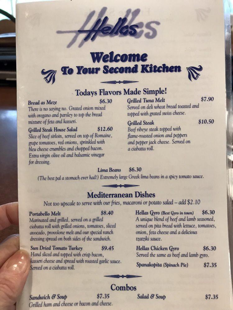 Menu at Hellas Carryout restaurant, Shawnee Hills