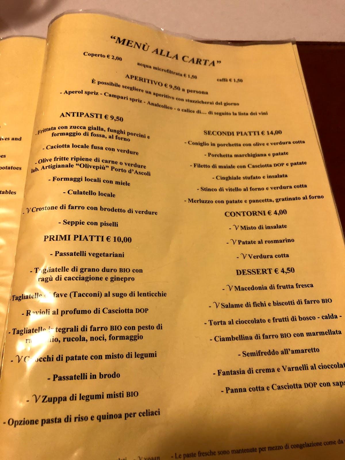 Menu da La Trattoria del Leone' di Lucarini Mauro ristorante, Urbino
