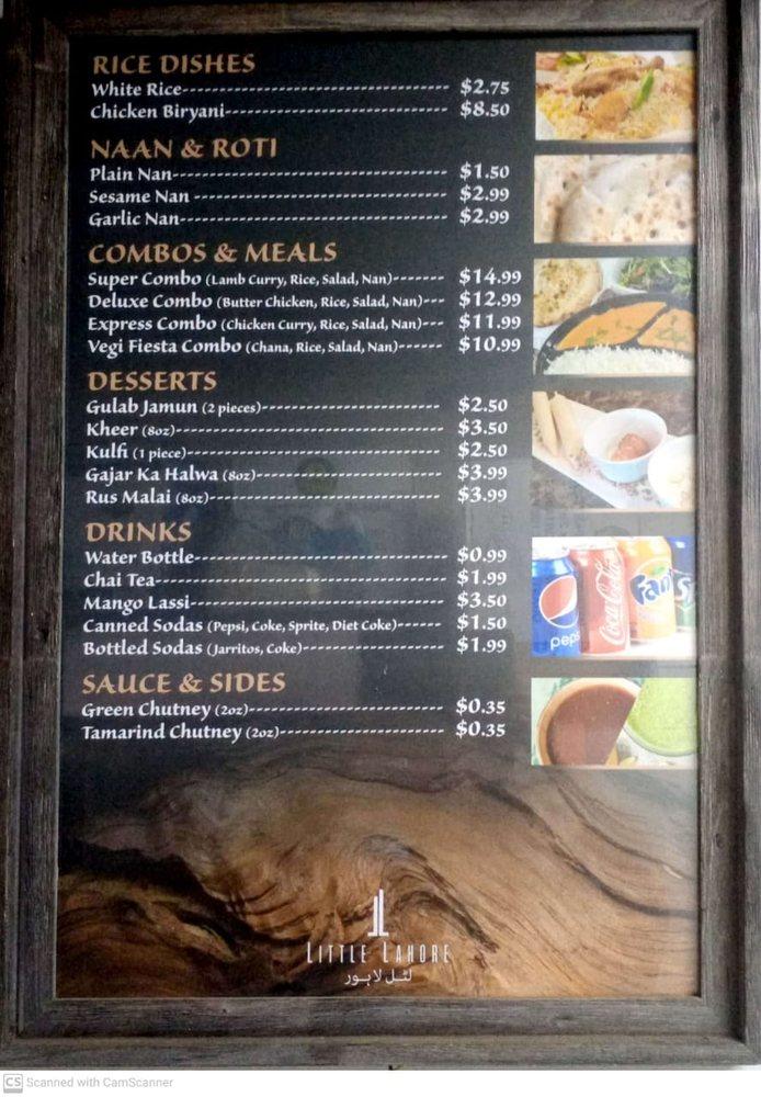 Menu at Little Lahore restaurant, Lodi