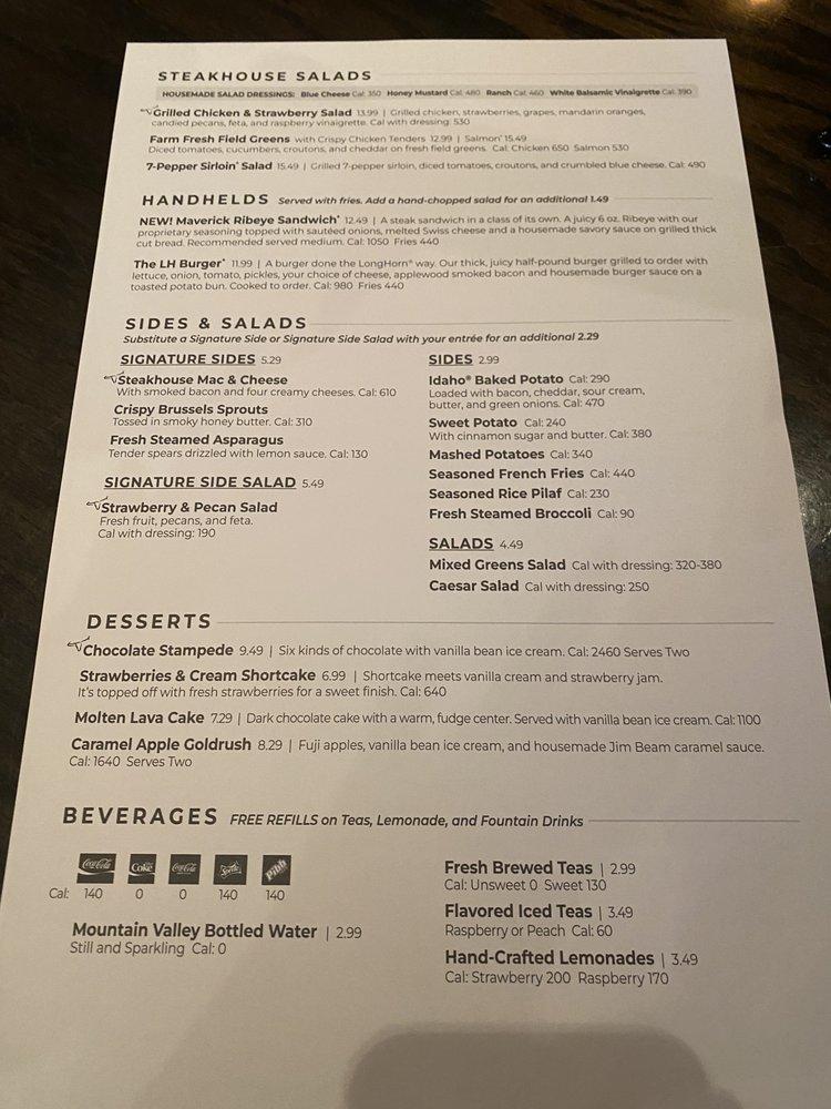 Menu at LongHorn Steakhouse, Gulfport, Crossroads Pkwy