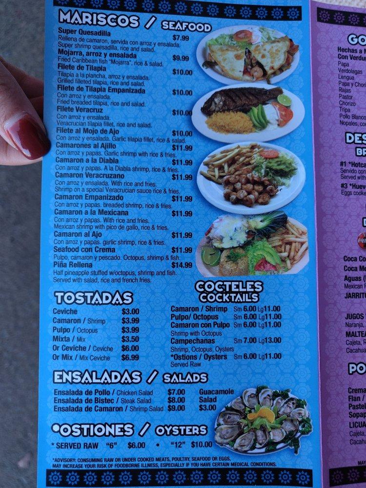 Menu at Mega Taco restaurant, Norcross