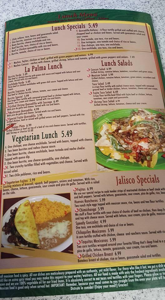 Menu at Mi Cabrito restaurant, Richland, 655 US 49