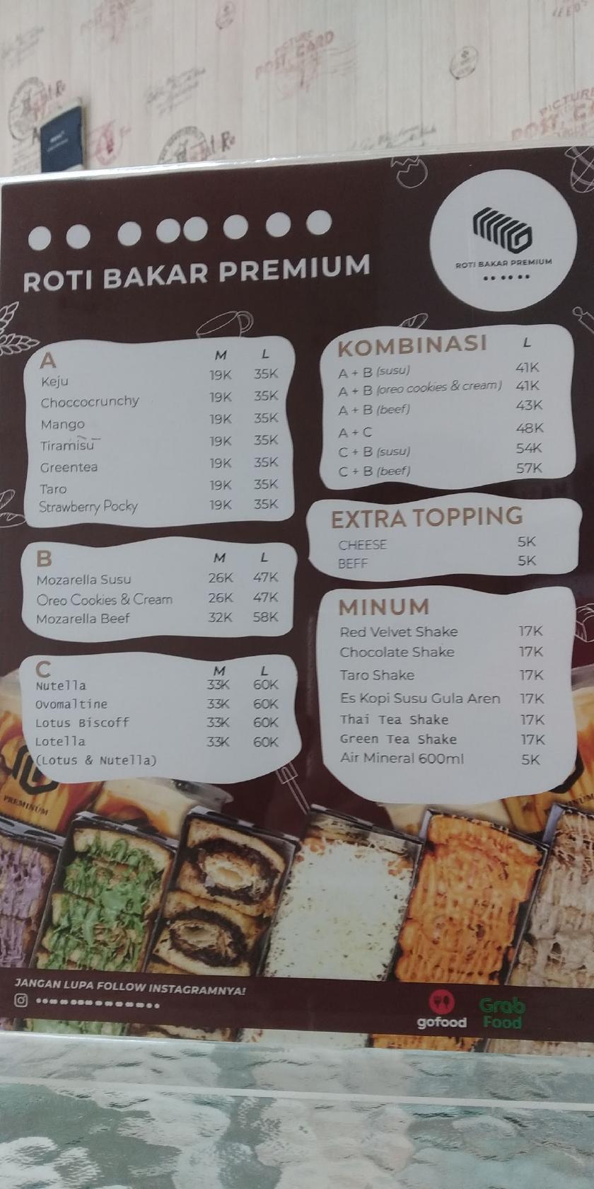 Menu at Roti Bakar Premium BSD cafe, South Tangerang