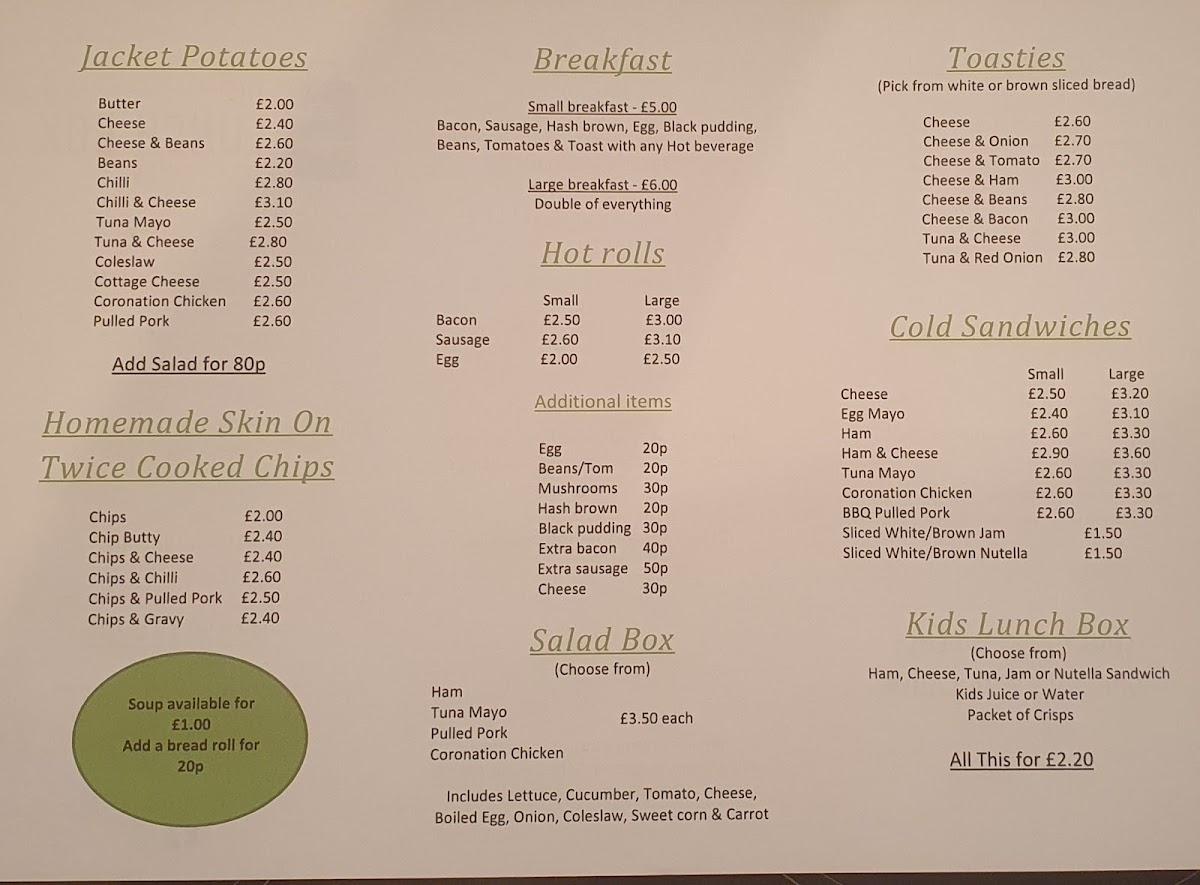 Menu at The Lunch Box restaurant, Worksop