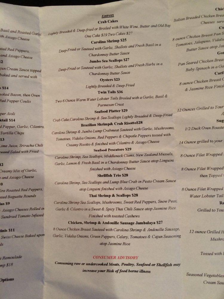 Menu at Dinky's Waterfront Restaurant, Hatteras