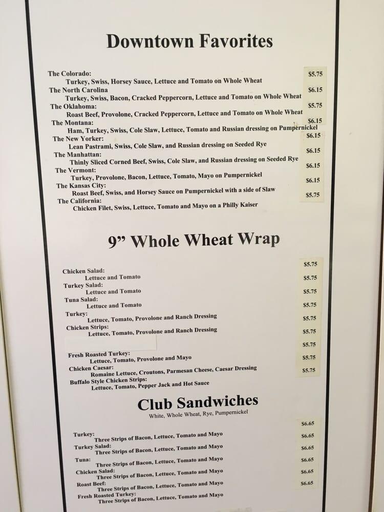 Menu at Downtown Deli & Eatery, Harrisburg