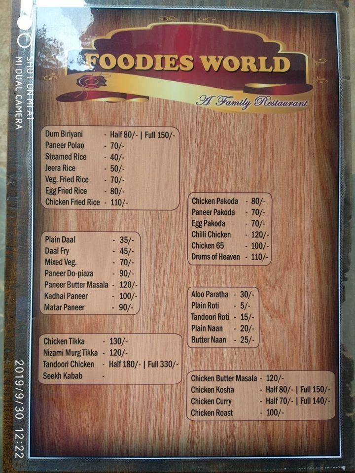 Menu at Foodies World, Dharmanagar