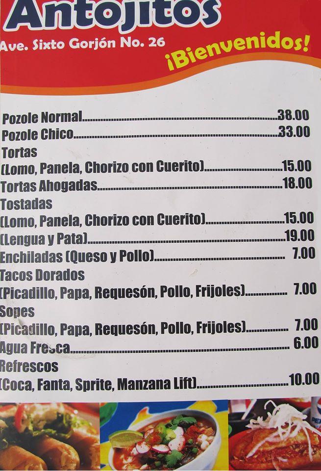 Menu at La Casa de Nena Antojitos Mexicanos restaurant, Tequila