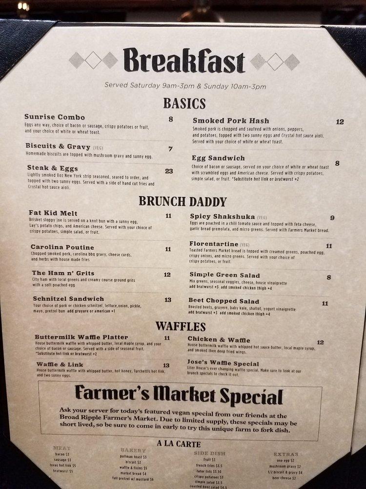 Menu at Liter House pub & bar, Indianapolis