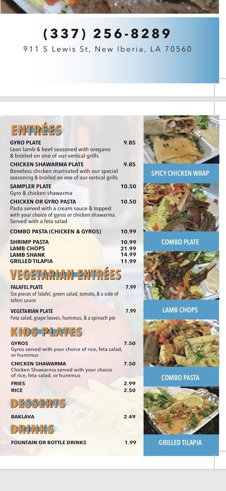 Menu at Shawarma Guys New Iberia restaurant, New Iberia
