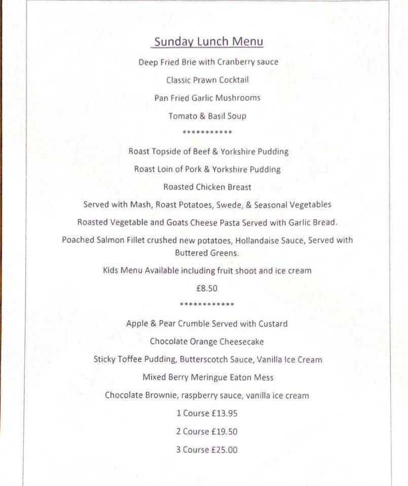 Menu at The Three Horseshoes pub & bar, Billingham, Cowpen Bewley