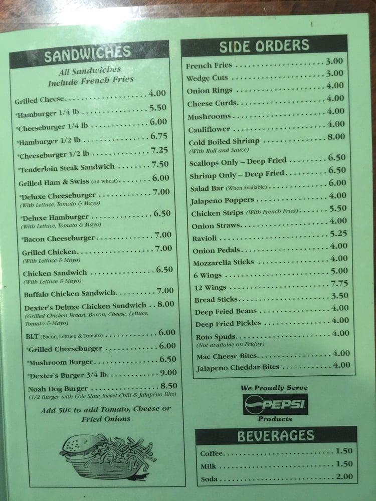 Menu at Dexter's pub & bar, Menominee