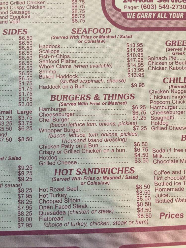 Menu at House of Pizza pizzeria, Colebrook