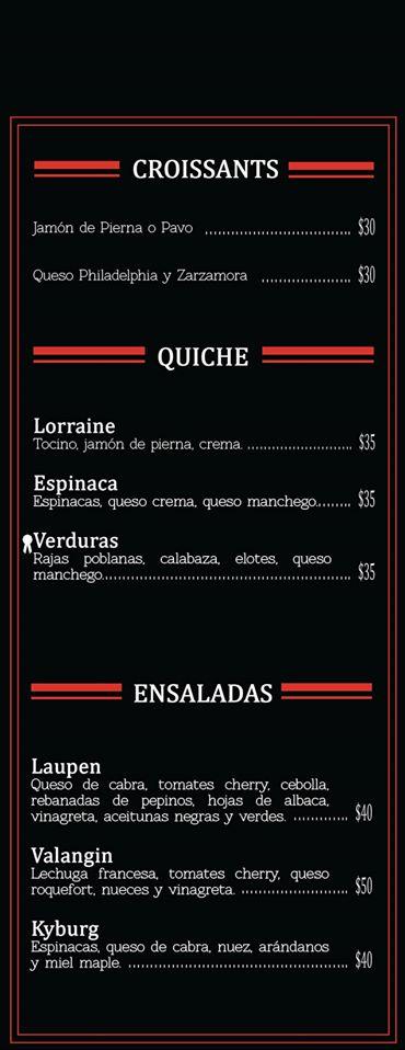 Menu at Le Bon Gout restaurant, Cuernavaca