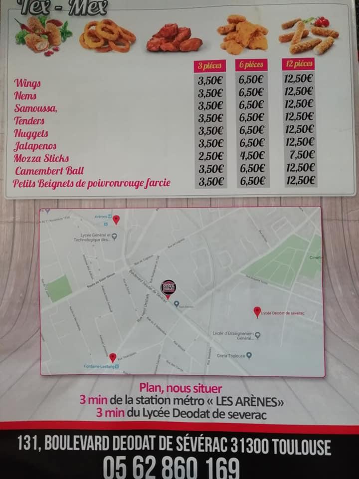 Menu at Snack House restaurant, Toulouse