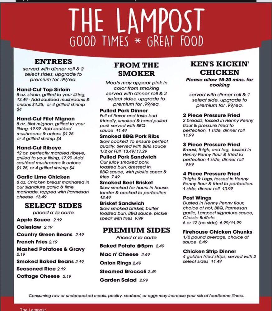 Menu at The Lampost pub & bar, New Paris