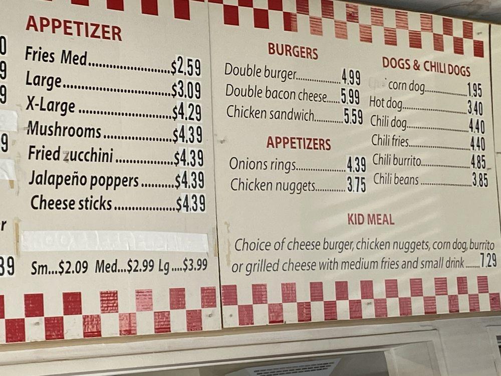 Menu at Super Burger Drive-in restaurant, Gilroy
