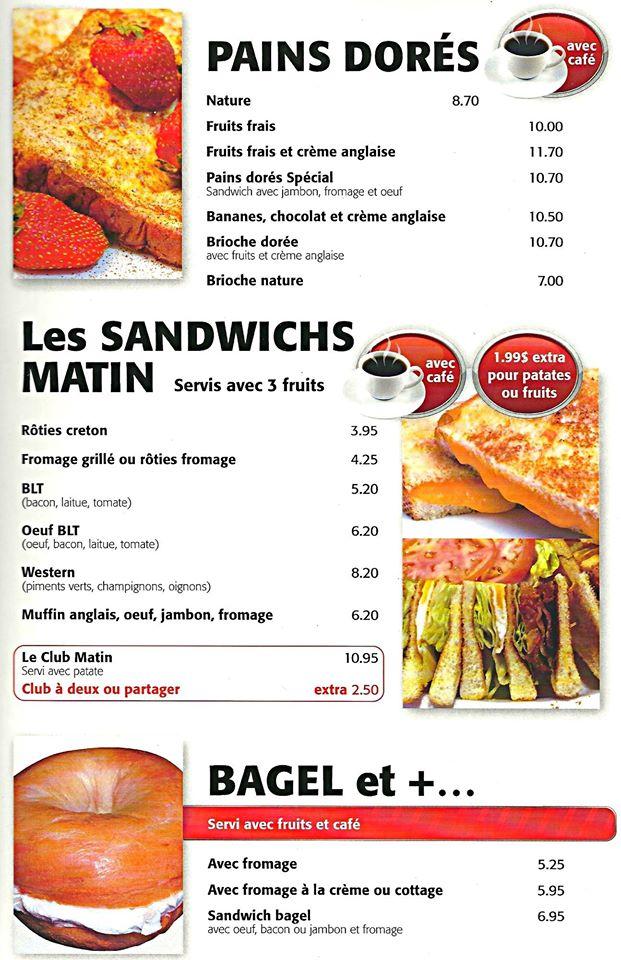 Menu au Belle Pro's restaurant, Mascouche, 235 Mnt Masson
