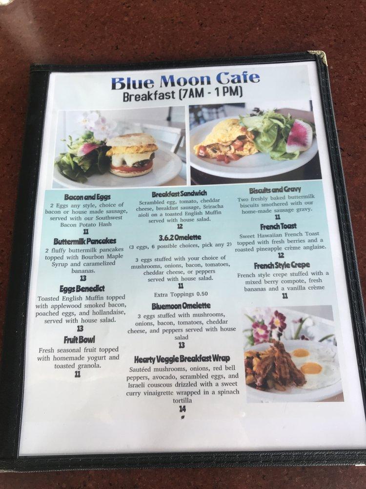 Menu at Blue Moon Cafe, Kihei