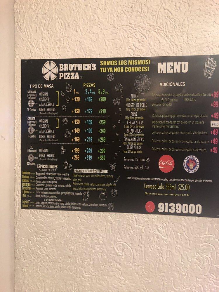 Menu at Brothers Pizza pizzeria, Mazatlán