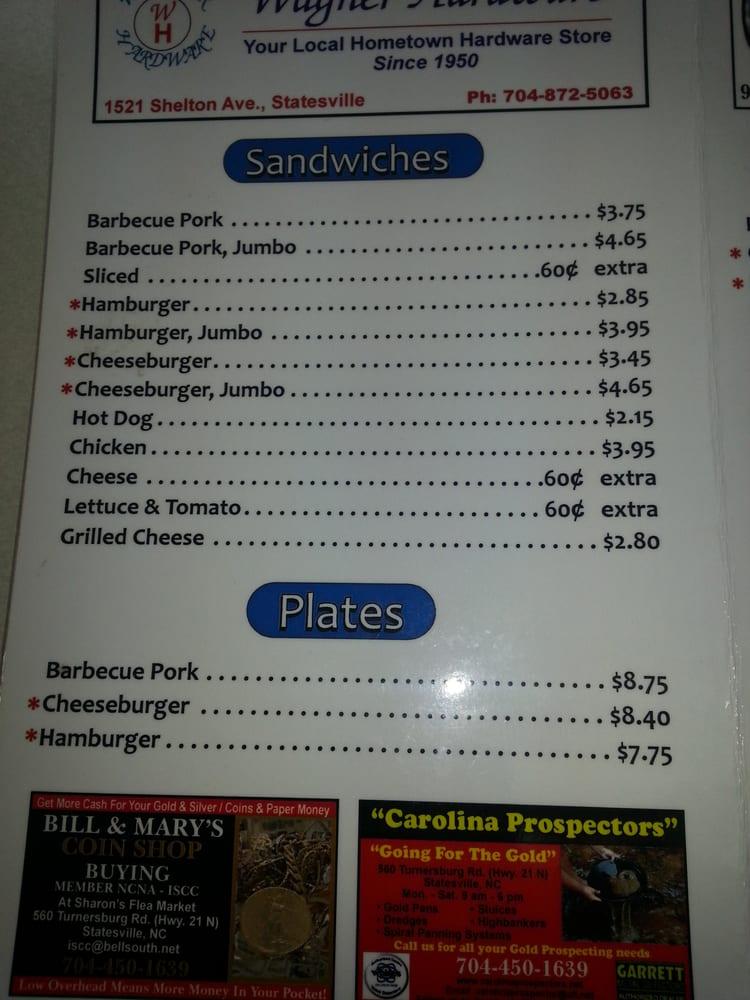 Menu at Little Pigs Barbecue, Statesville