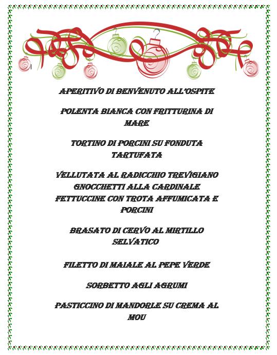 Menu da RISTORANTE LA MERIDIANA, Crespadoro