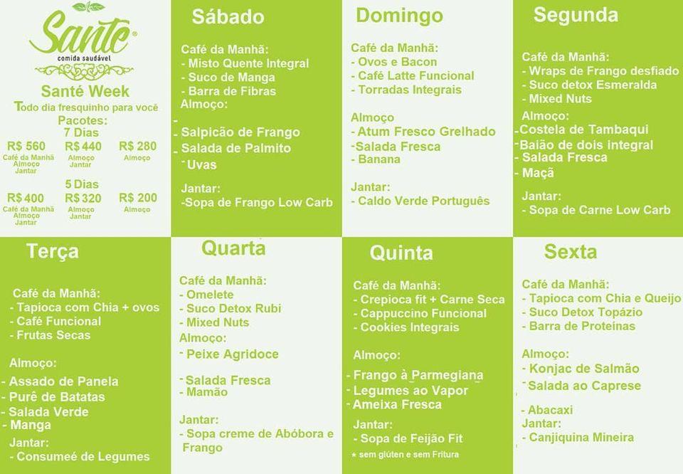 Menu em Santé Comida Saudável restaurante, Manaus