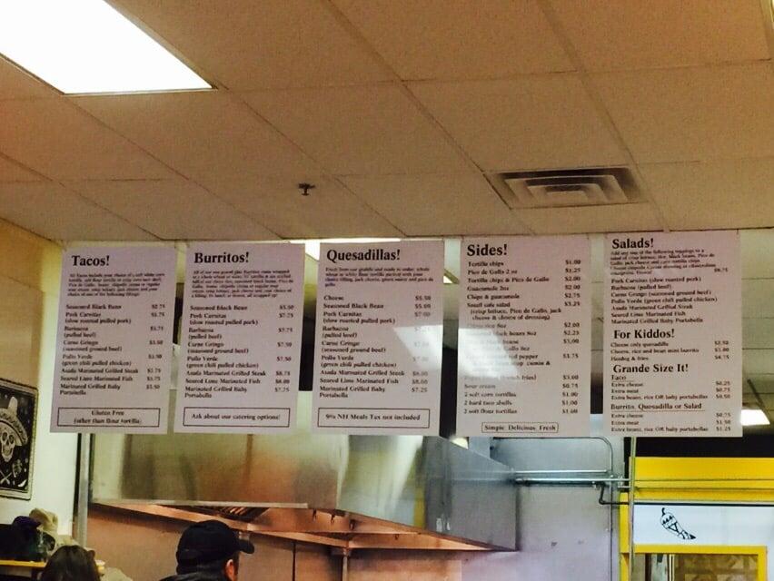 Menu at Taco Beyondo restaurant, Hillsboro